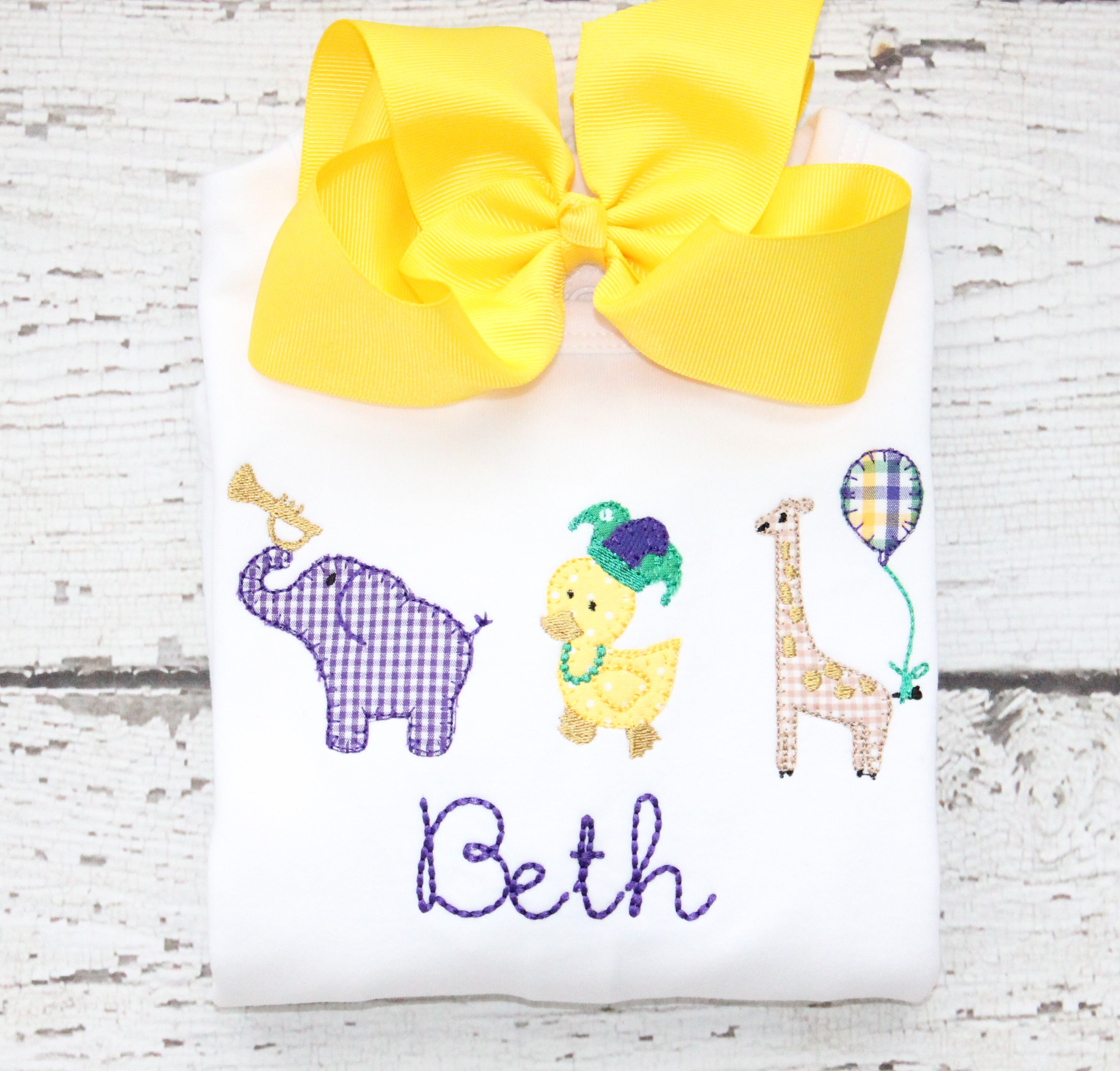 Monogrammed Mardi Gras Parade Ruffle Shirt – Ellie Handmades